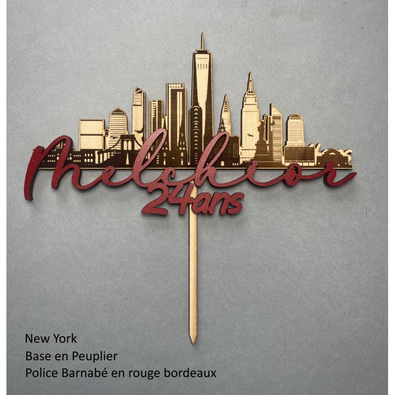 Cake Topper Villes, de votre choix, en bois ou peint