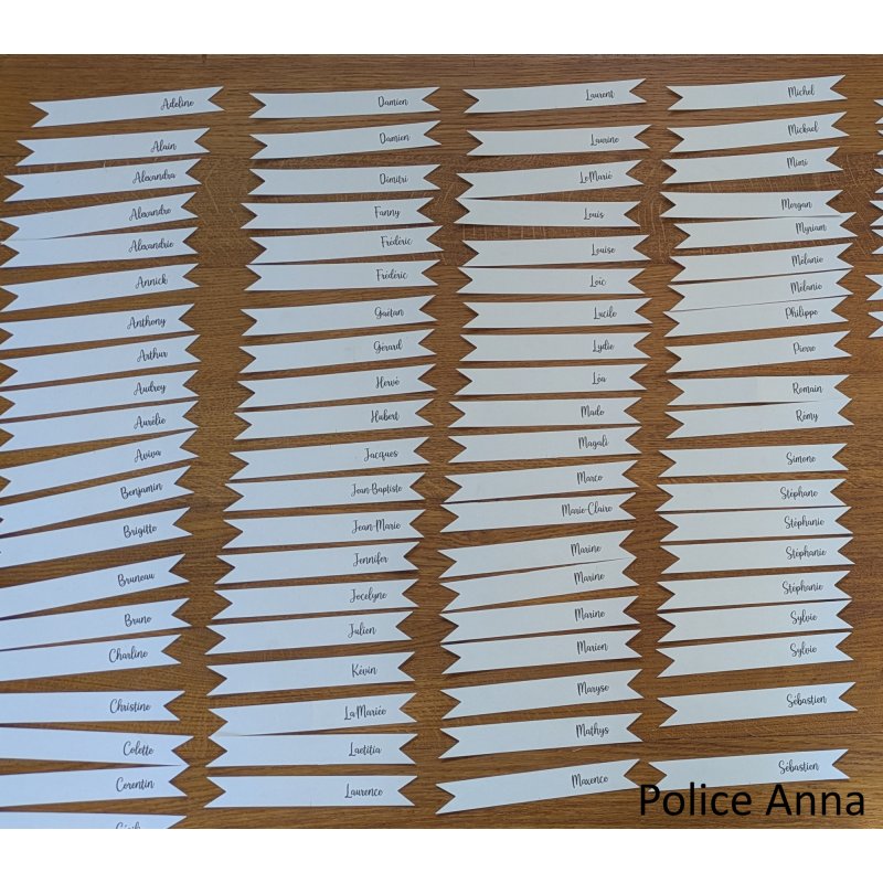 une Etiquette pour plan de table dans des cercles